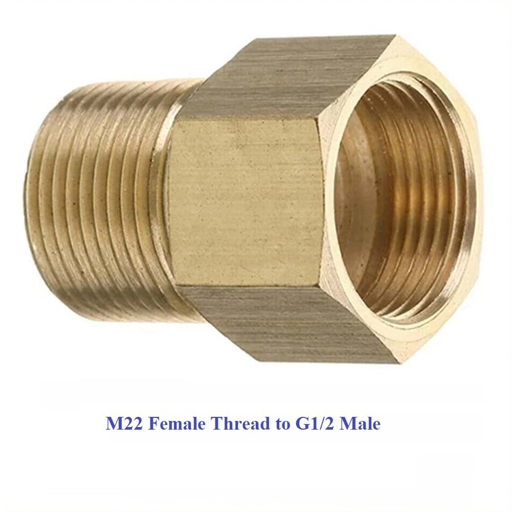 M22 14mm Female Thread to G1/2 male Metric Adapter Pressure Washer Brass - Walmart.com