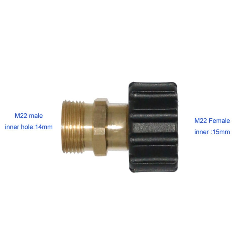 M22 Male/14mm to M22 Female/15mm Pressure Washer Hose Coupling Screw ...