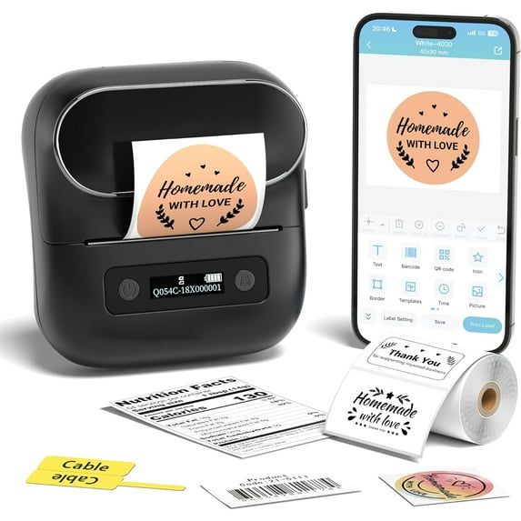M220 Label Maker, Upgrade Sticker Maker Prints 0.78-3.14 inch, Thermal ...
