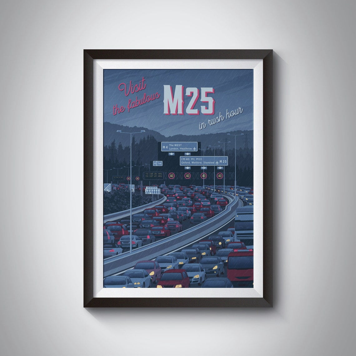 M25 Motorway Wall Art, London Travel Poster, M25 London Orbital ...