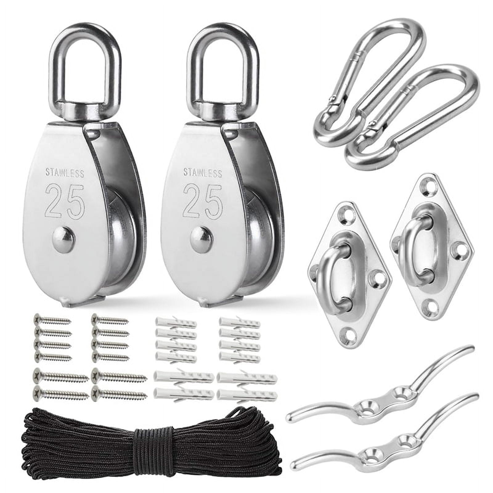 M25 Stainless Steel Pulley System Kit-Heavy-Duty Pulley Wheel, Pulley ...