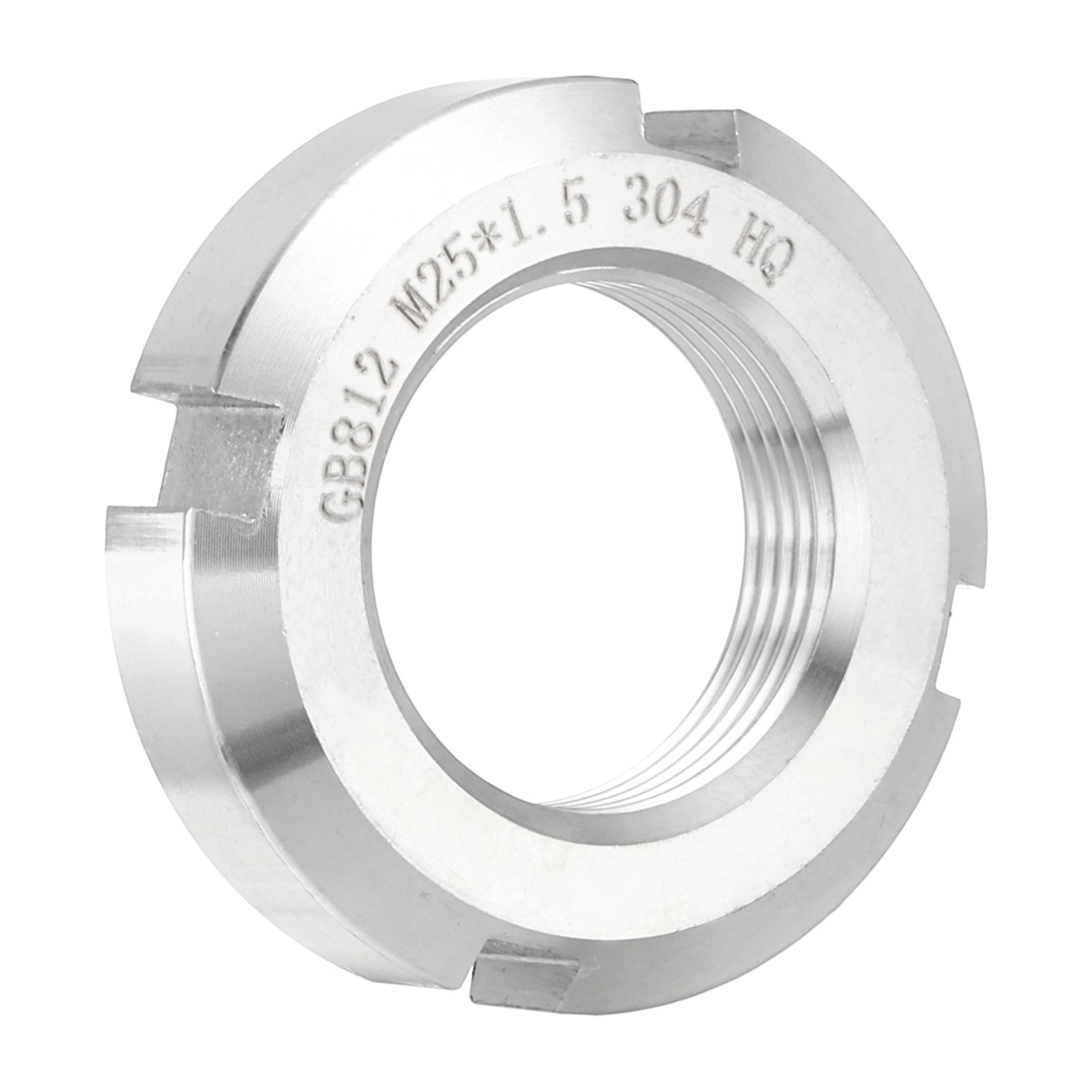 M25 x 1.5mm - 1 Pack Retaining Four Slot Slotted Round Nuts-304 ...