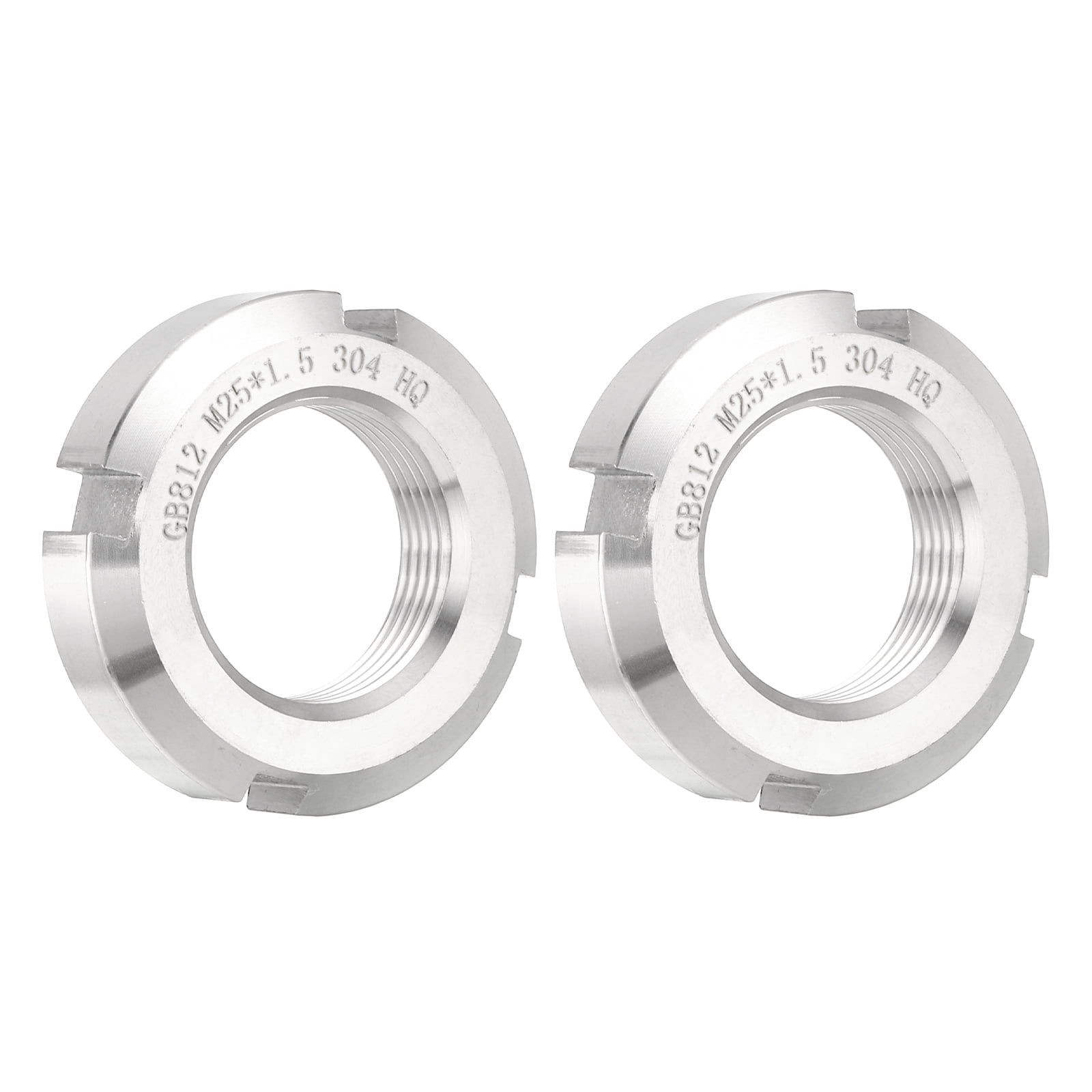 M25 x 1.5mm - 2 Pack Retaining Four Slot Slotted Round Nuts-304 ...