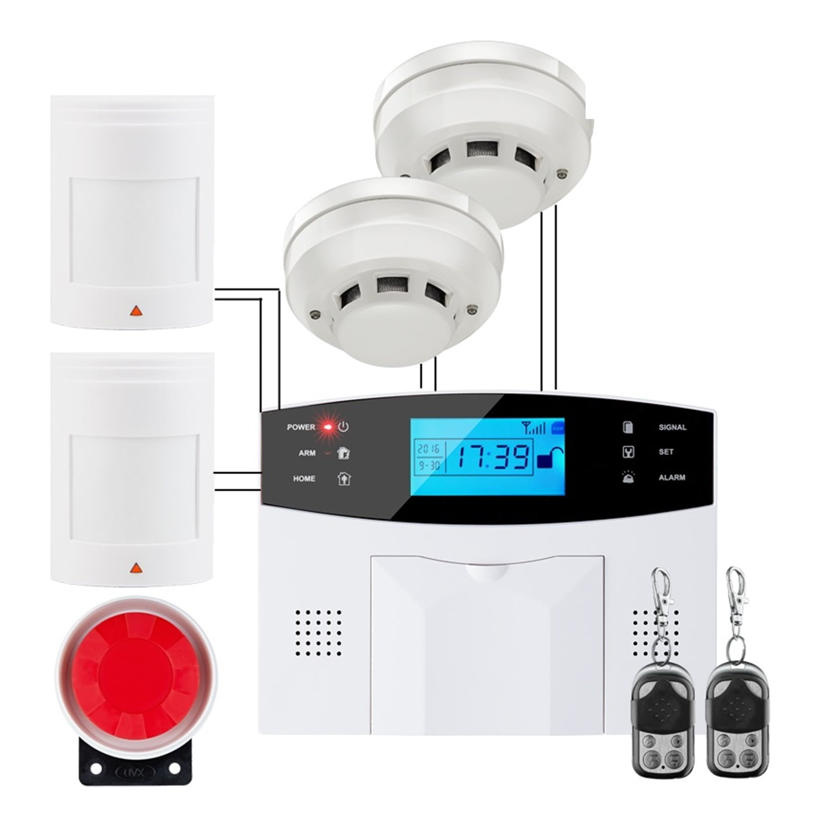 M2B Wired & Wireless GSM Home Burglar Security Alarm System Support G2B ...