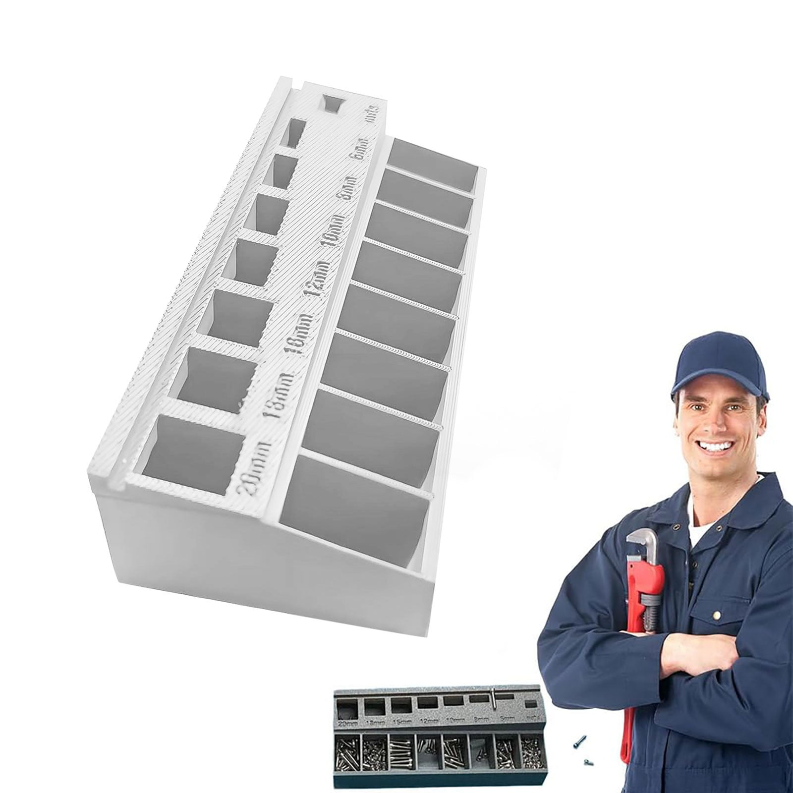 M3 Bolt Sorter, Bolt/Screw Length Sorter Tray with 7 Measuring Slots ...