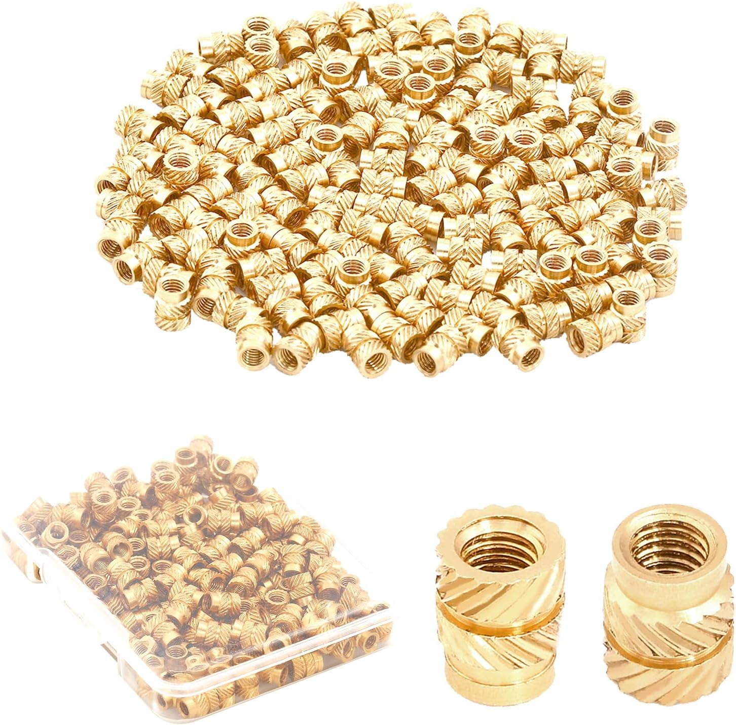 M3 Brass Metric Threaded Inserts for Plastic Heat Set Insert Knurled ...