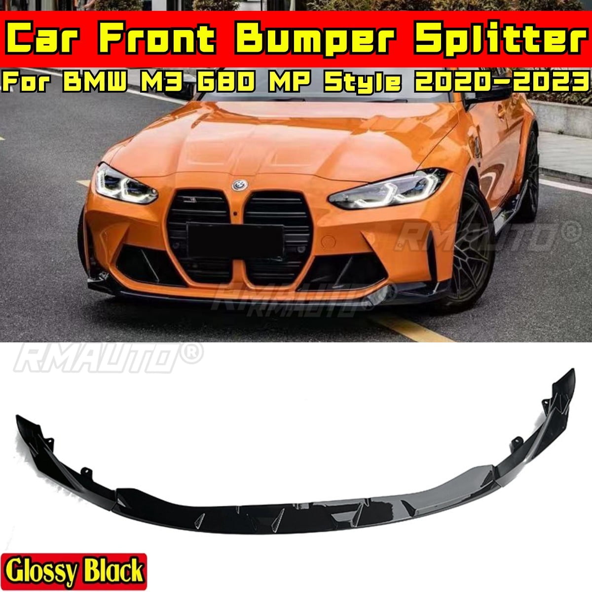 M3 G80 Bumper Splitter Glossy Black MP Style Front Bumper Lip Spoiler Apron Body Kit For BMW M3 ...