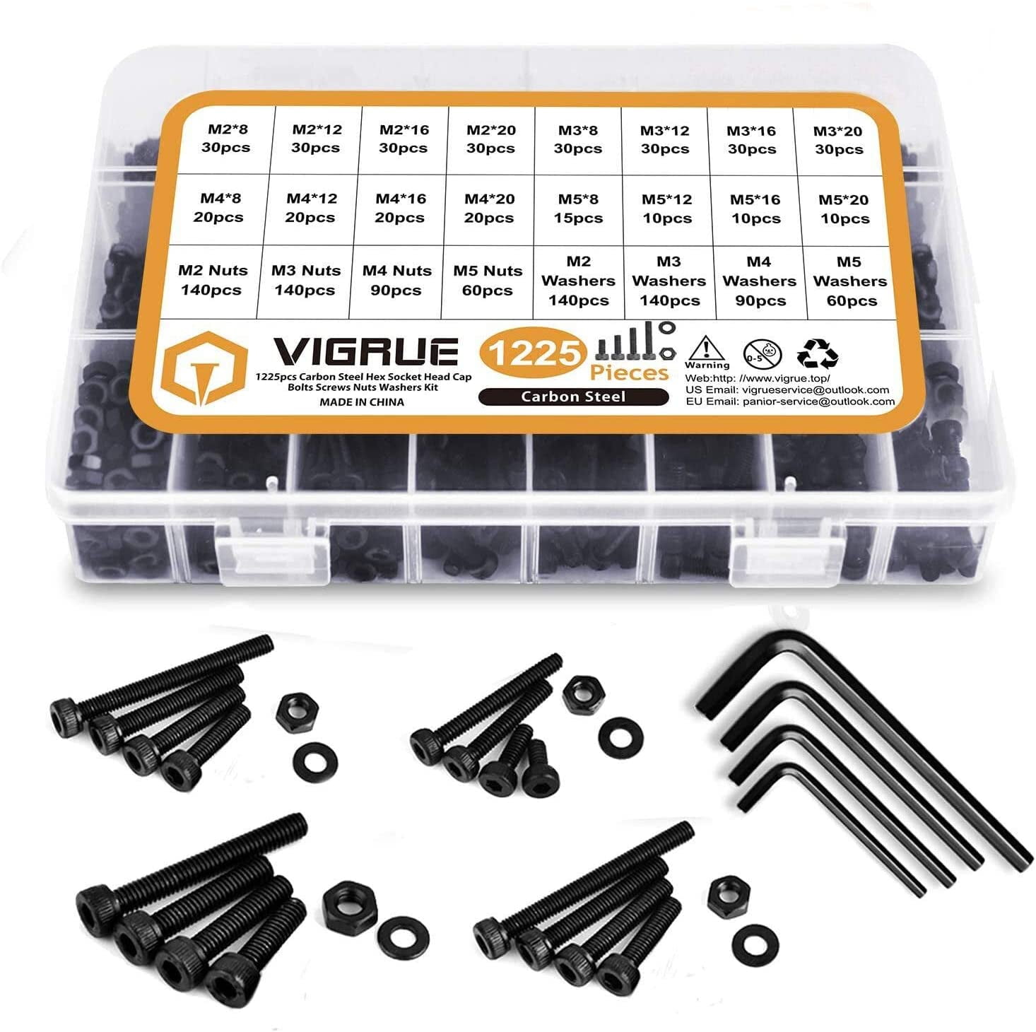 M3 Hex Button Socket Head Cap Screws Assortment Alloy Steel Metric Cap ...