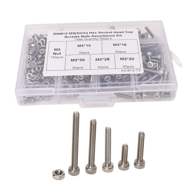 M3 Hex Socket Head Screws 304 Stainless Steel Hex Cap Bolts Nuts
