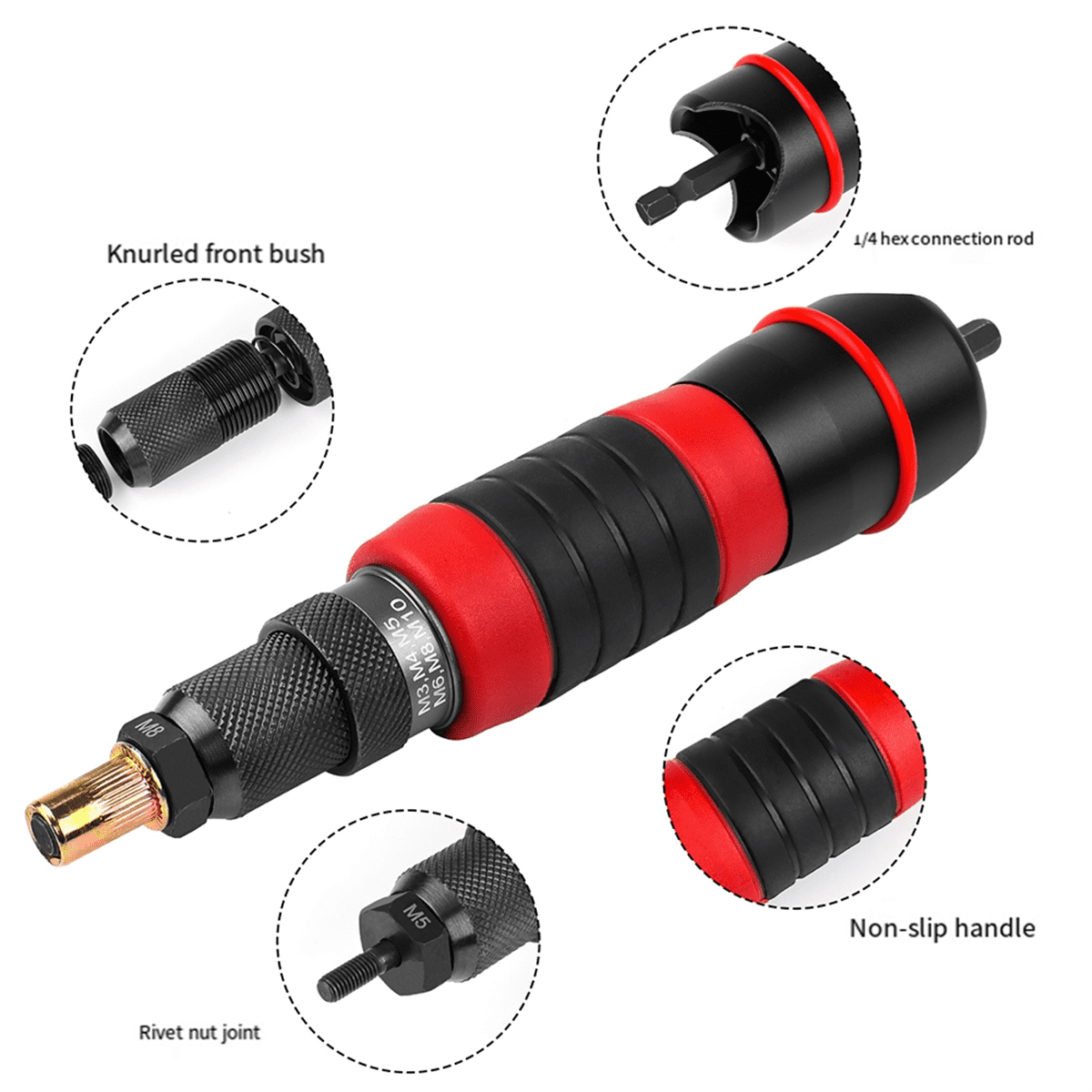 M3-M10 Electric Rivet Tool Drill Adapter Grade DIY Plug-in Nut Quick ...