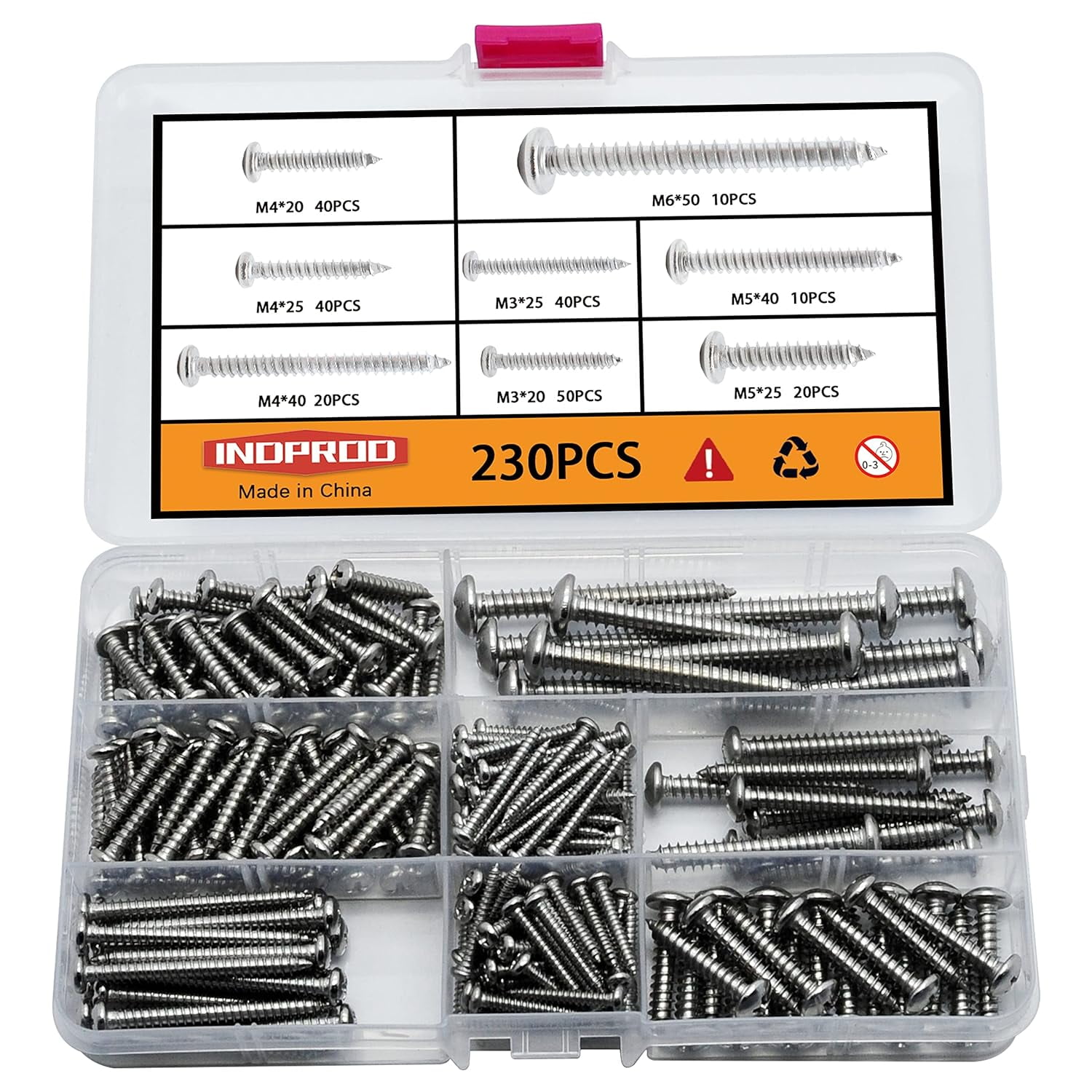 M3/M4/M5/M6 Round Head Tapping Wood Screw Combination Fastener kit 230 ...