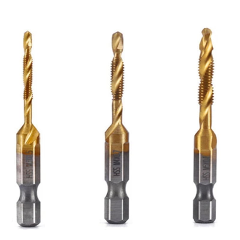 M3++M5 Hex Shank Titanium Plated Screw Thread Metric Tap Drill Bits ...