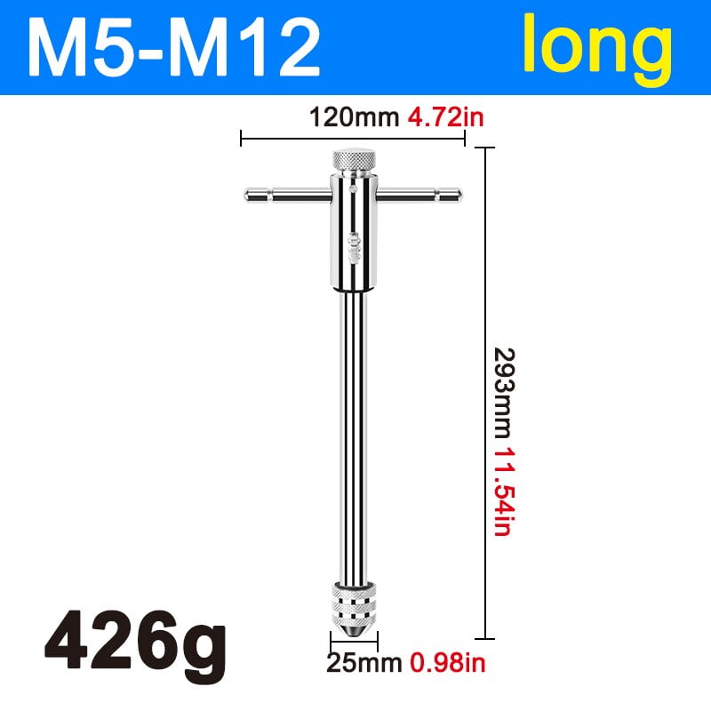 M3-M8 Adjustable Ratchet Hand Tap Wrench M5-M12 Extended Tapping ...