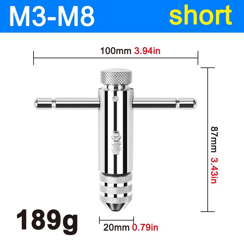 M3-M8 Adjustable Ratchet Hand Tap Wrench M5-M12 Extended Tapping ...