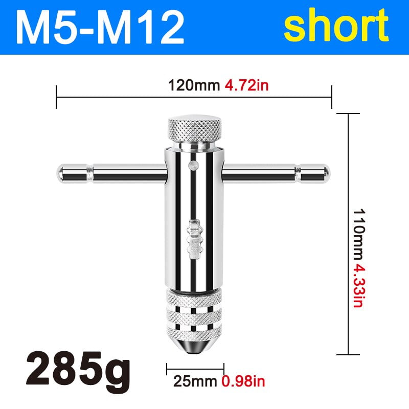 M3-M8 Adjustable Ratchet Hand Tap Wrench M5-M12 Extended Tapping ...