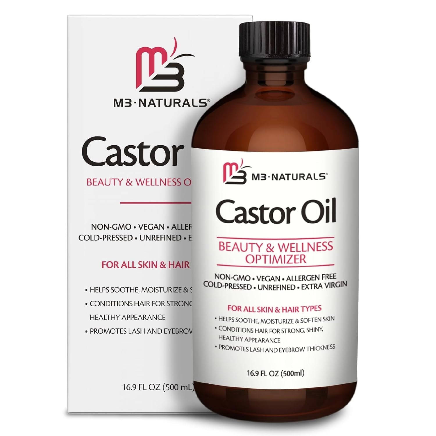 M3 Naturals 100% Pure Castor Oil for Hair Growth 500mL | Hexane Free ...