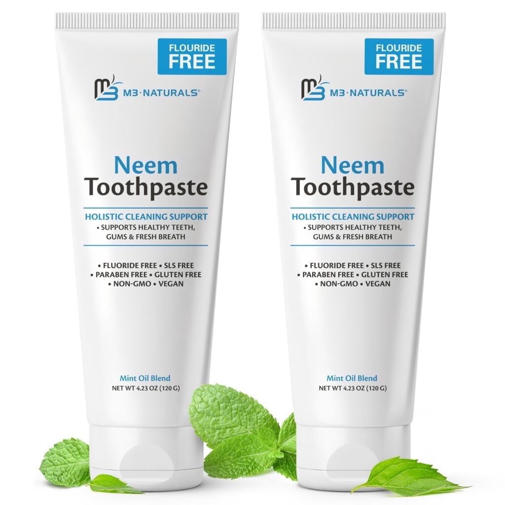 M3 Naturals Neem Toothpaste, Fluoride Free Toothpaste for Healthy Teeth ...