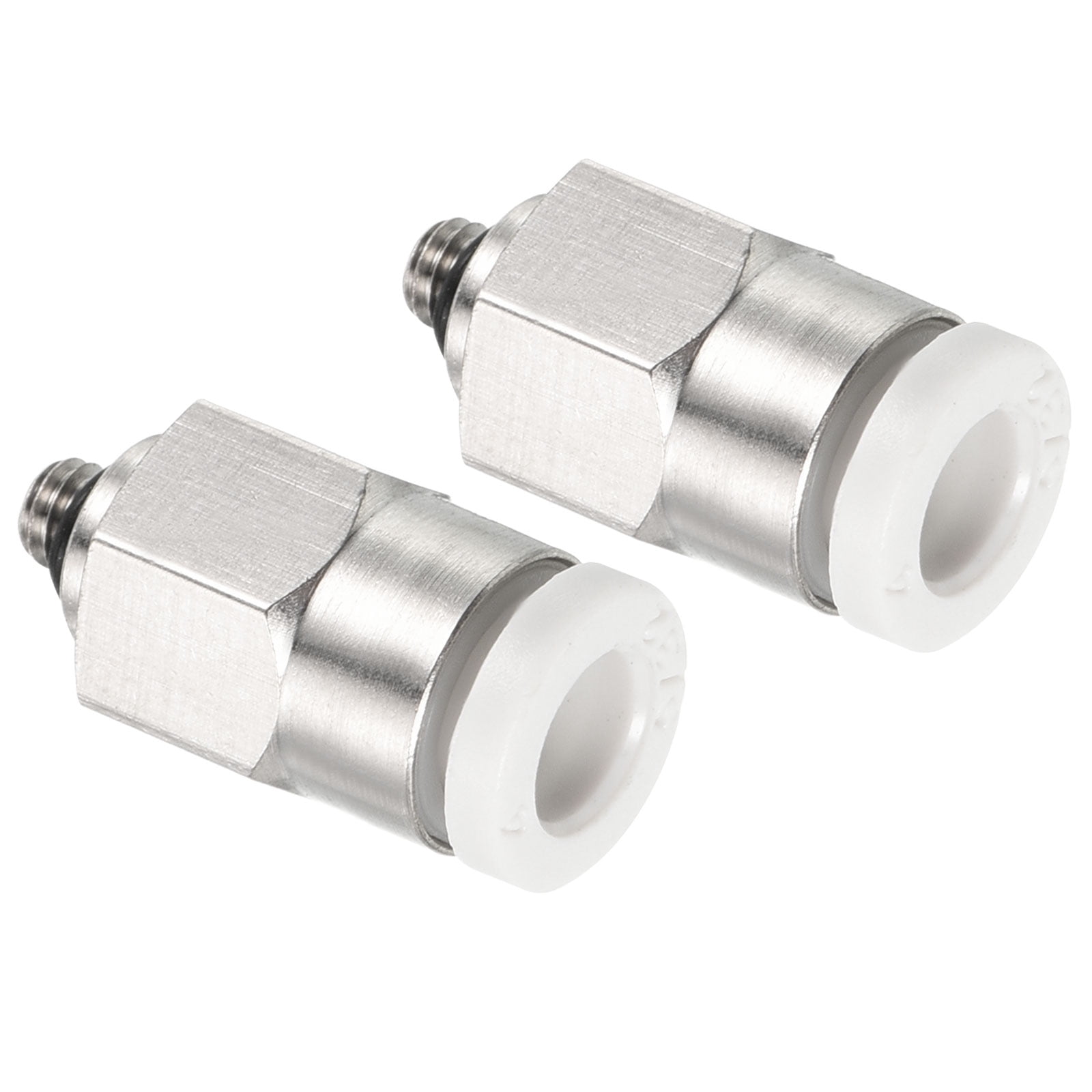 M3 Push to Fit 4mm OD Hose Connect Fittings, 2 Pack, White & Silver ...