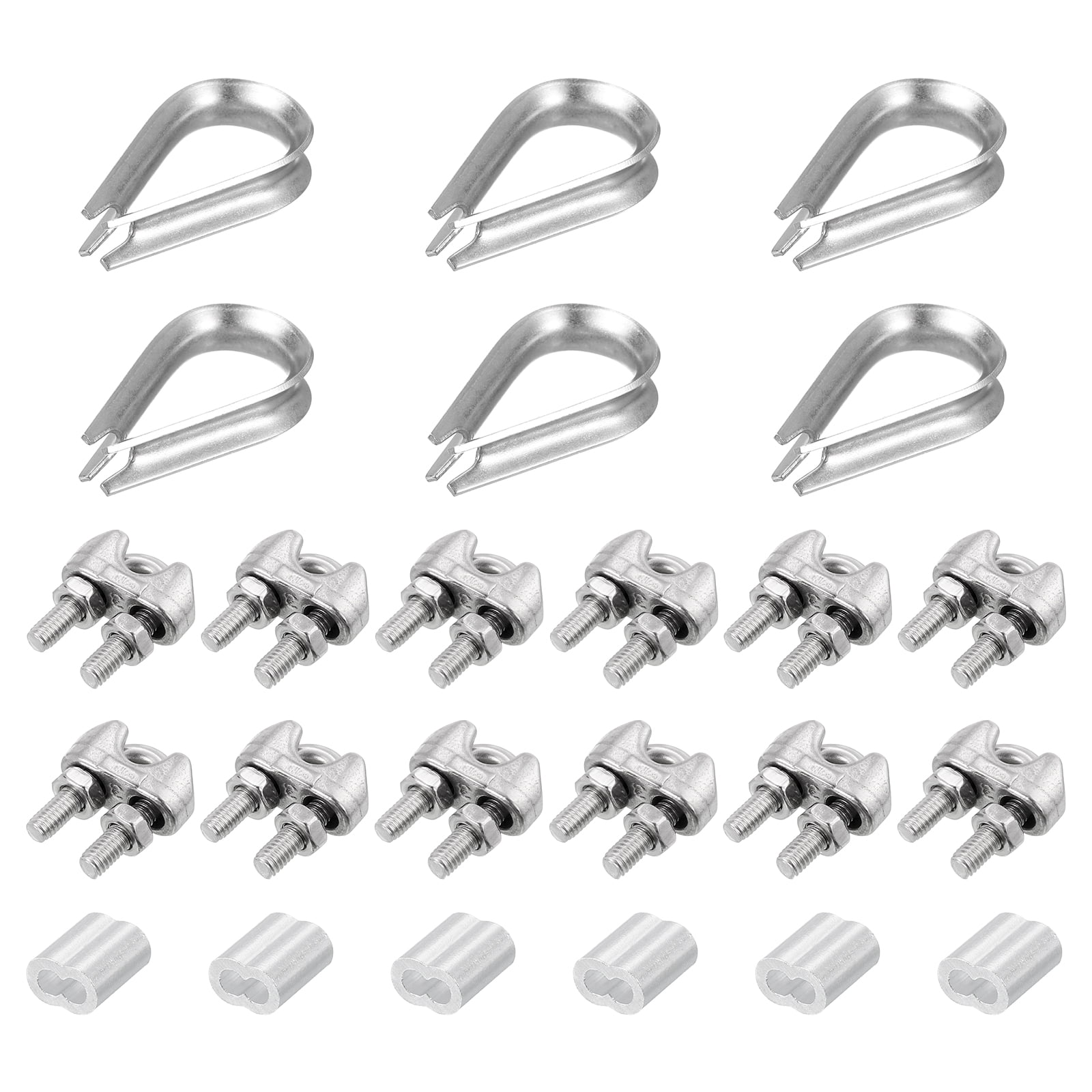 M3 Wire Rope Accessory Set for 1/8" Dia 12Pcs Cable Clip Clamp 6Pcs ...