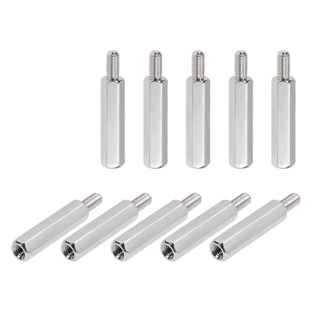 M3 x 20 mm + 6 mm Male to Female Hex Nickel Plated Spacer Standoff 10 ...