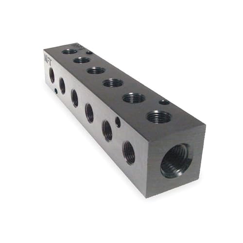 M30-375-6-90, Manifold, 90 Degree Ports, 6-Station, 1/2 NPT Input, 3/8 ...