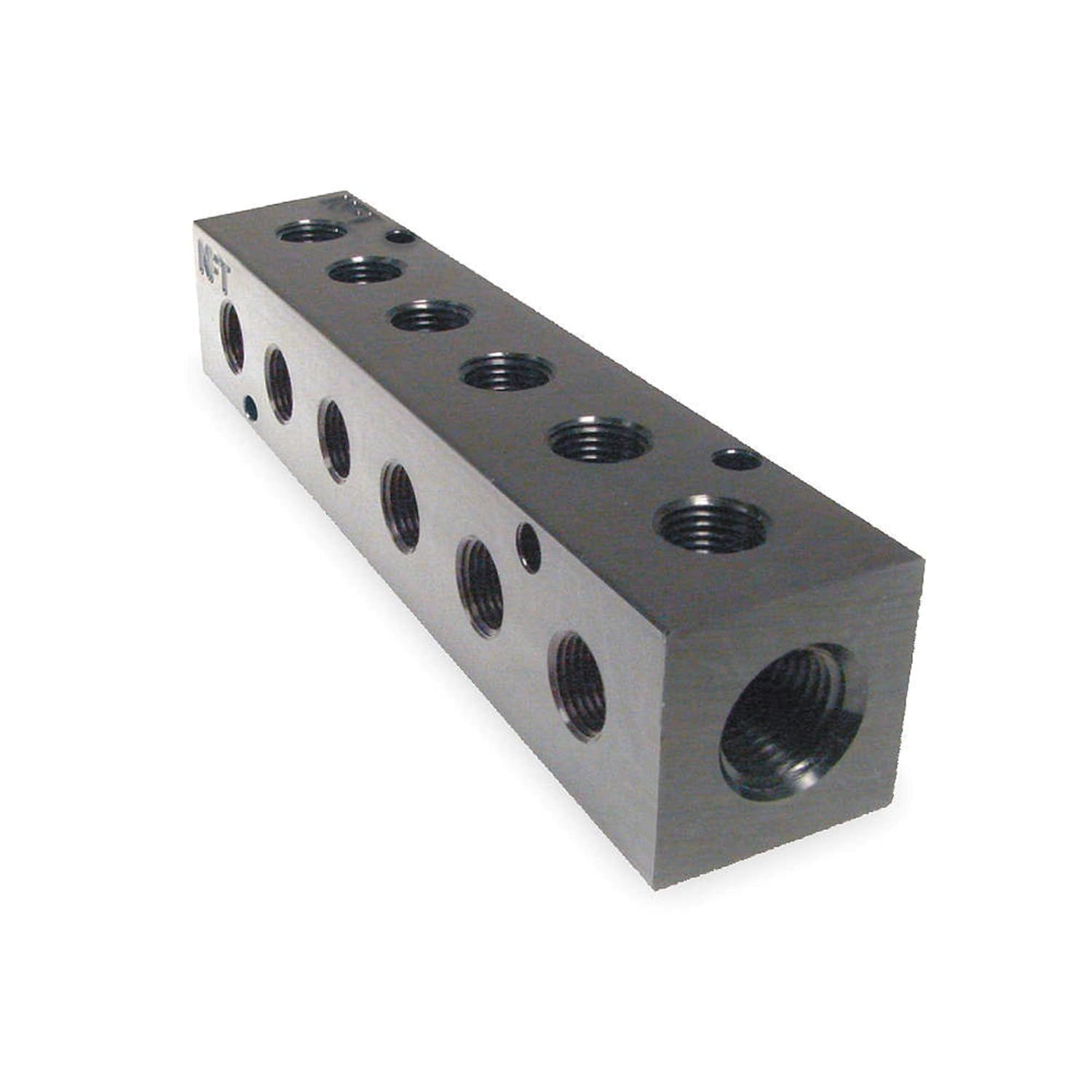 M30-375-6-90, Manifold, 90 Degree Ports, 6-Station, 1/2 NPT Input, 3/8 ...