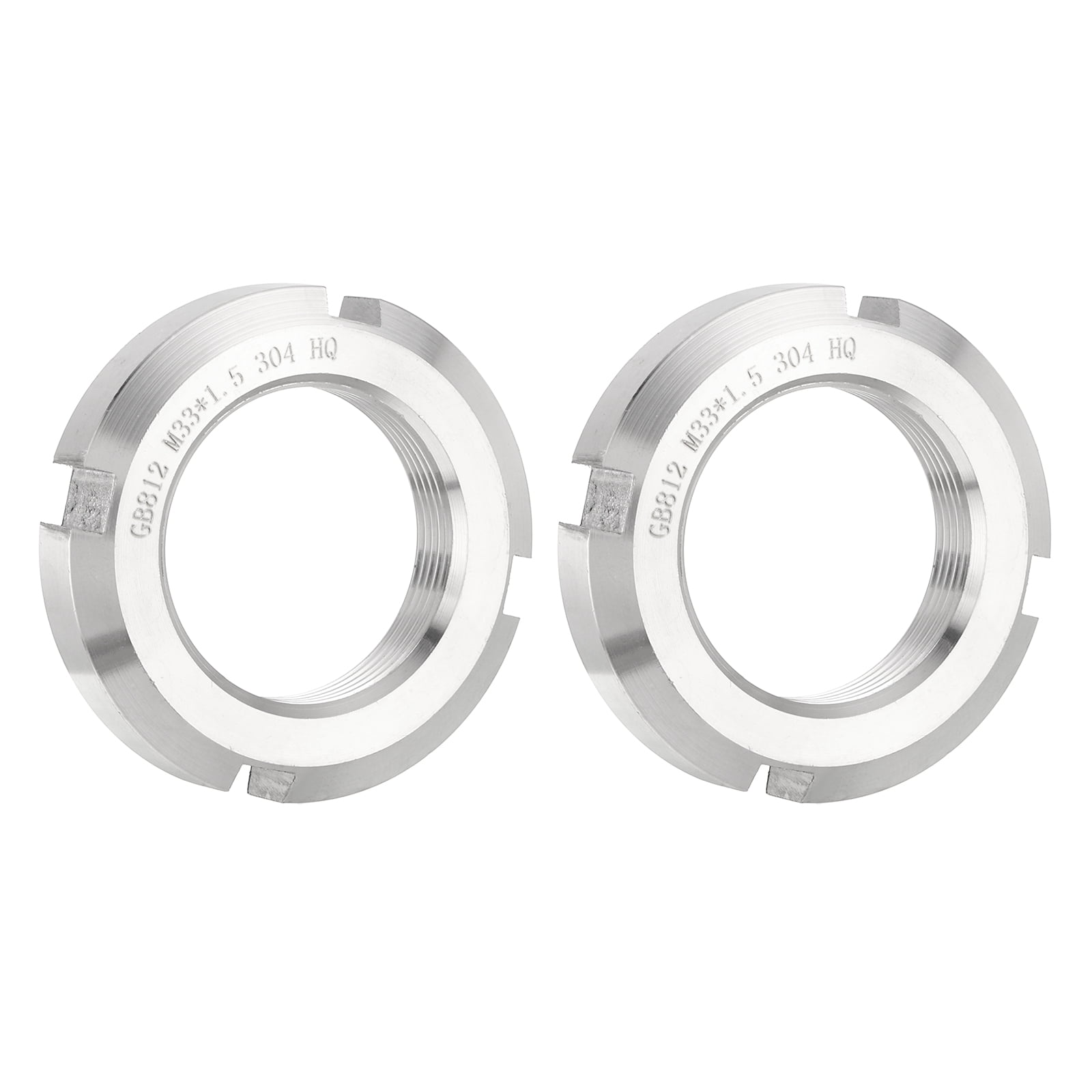 M33 x 1.5mm - 2 Pack Retaining Four Slot Slotted Round Nuts-304 ...