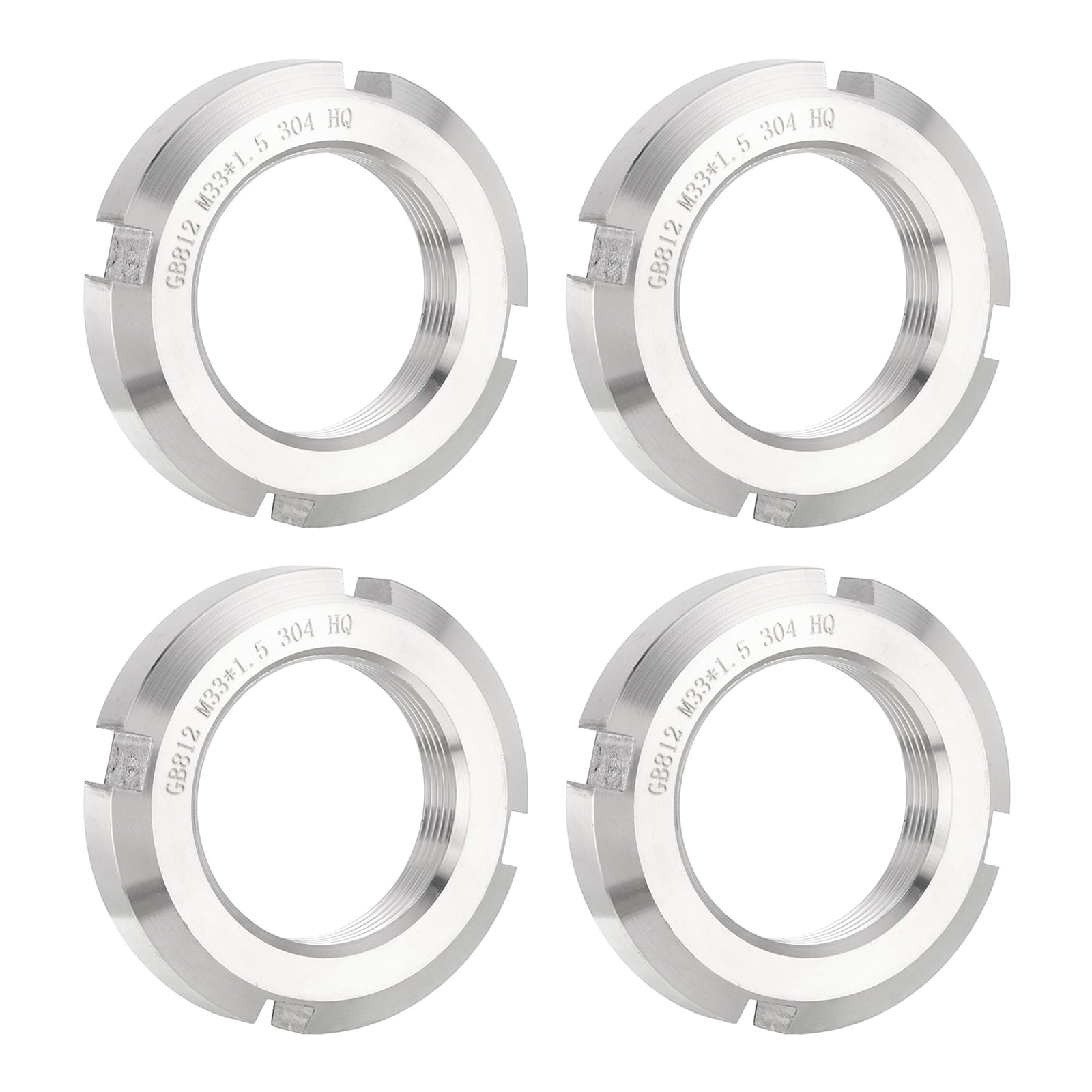 M33 x 1.5mm - 4 Pack Retaining Four Slot Slotted Round Nuts-304 ...