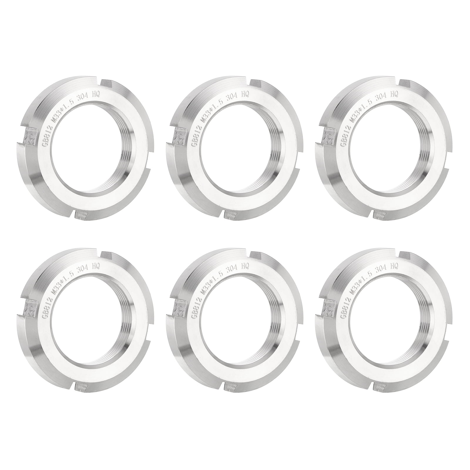 M33 x 1.5mm - 6 Pack Retaining Four Slot Slotted Round Nuts-304 ...