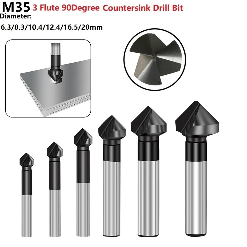 M35 3 Flute Countersink Drill Bit 90 Degree Chamfering Tools Cobalt Tialn Coated Chamfer Cutter ...