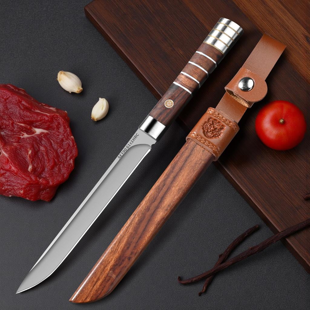 M390 Selected Stainless Steel Steak Knife with Wooden Sheath Cover ...
