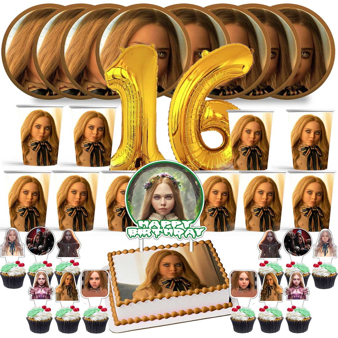 M3GAN Movie Megan Birthday 16th Cups Party Supplies Plates Fans ...