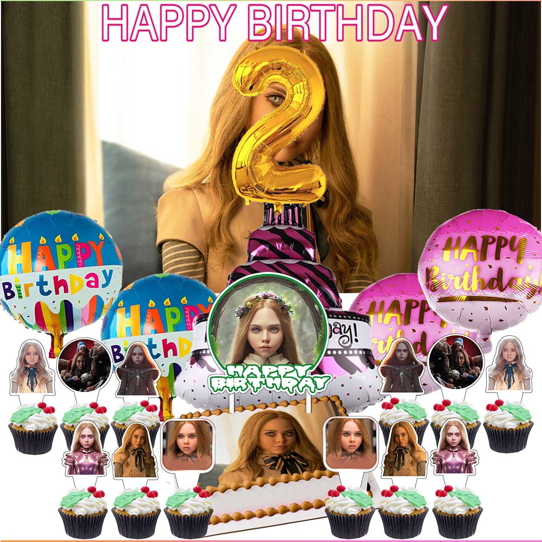 M3GAN Movie Megan Party Supplies Decor 2nd Kit Balloons Birthday Cake ...