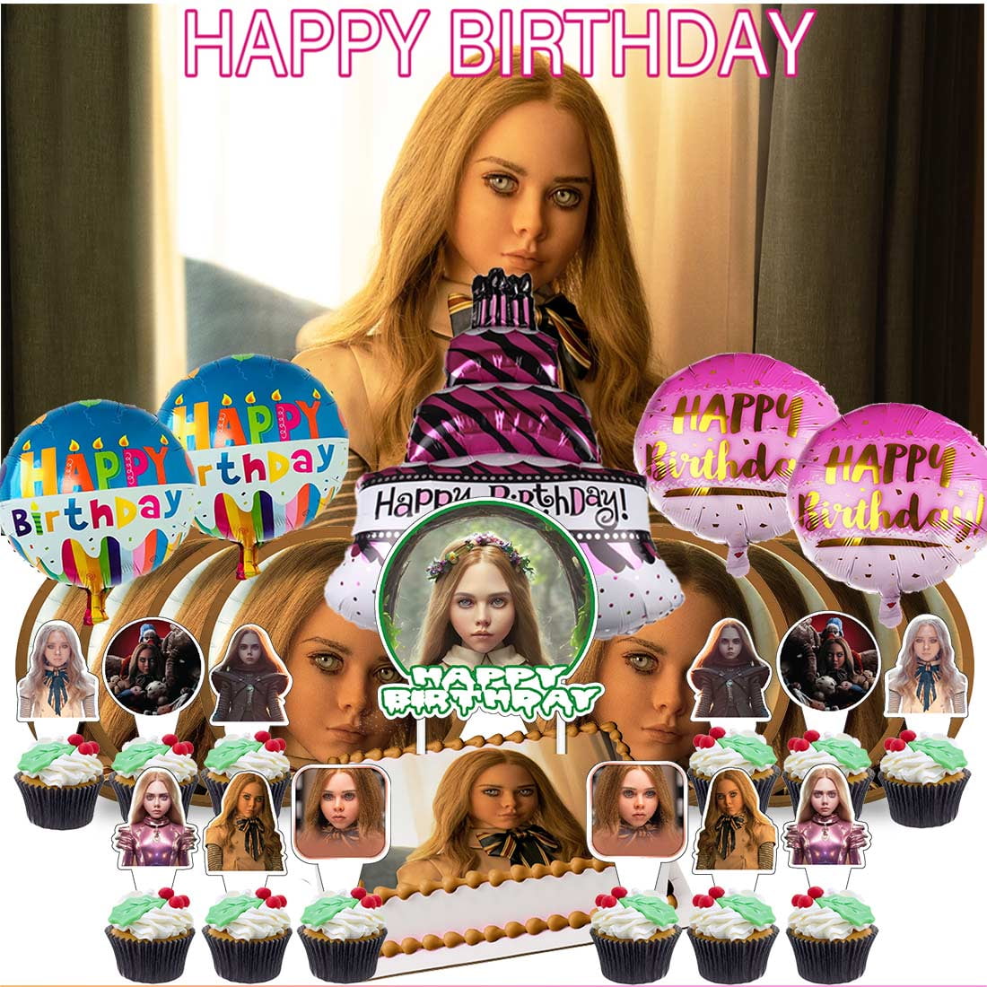 M3GAN Movie Megan Supplies Plates Decoration Backdrop Banner Birthday ...