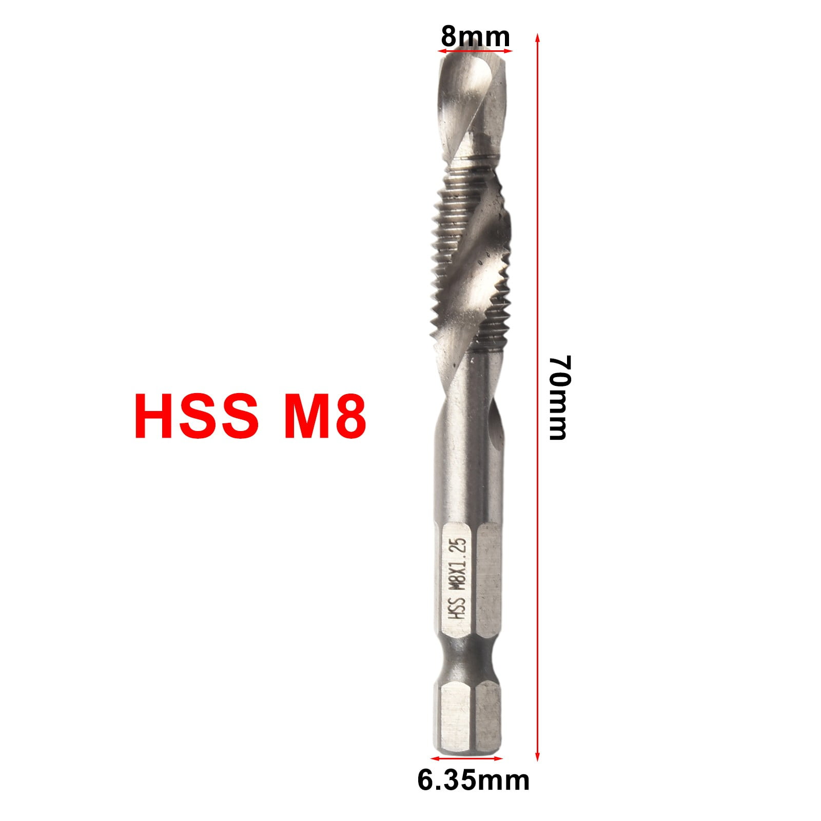 M3M4M5M6M8M10 Composite Tap Drill Bit Thread Spiral Screw Tap 1/4'' Hex ...
