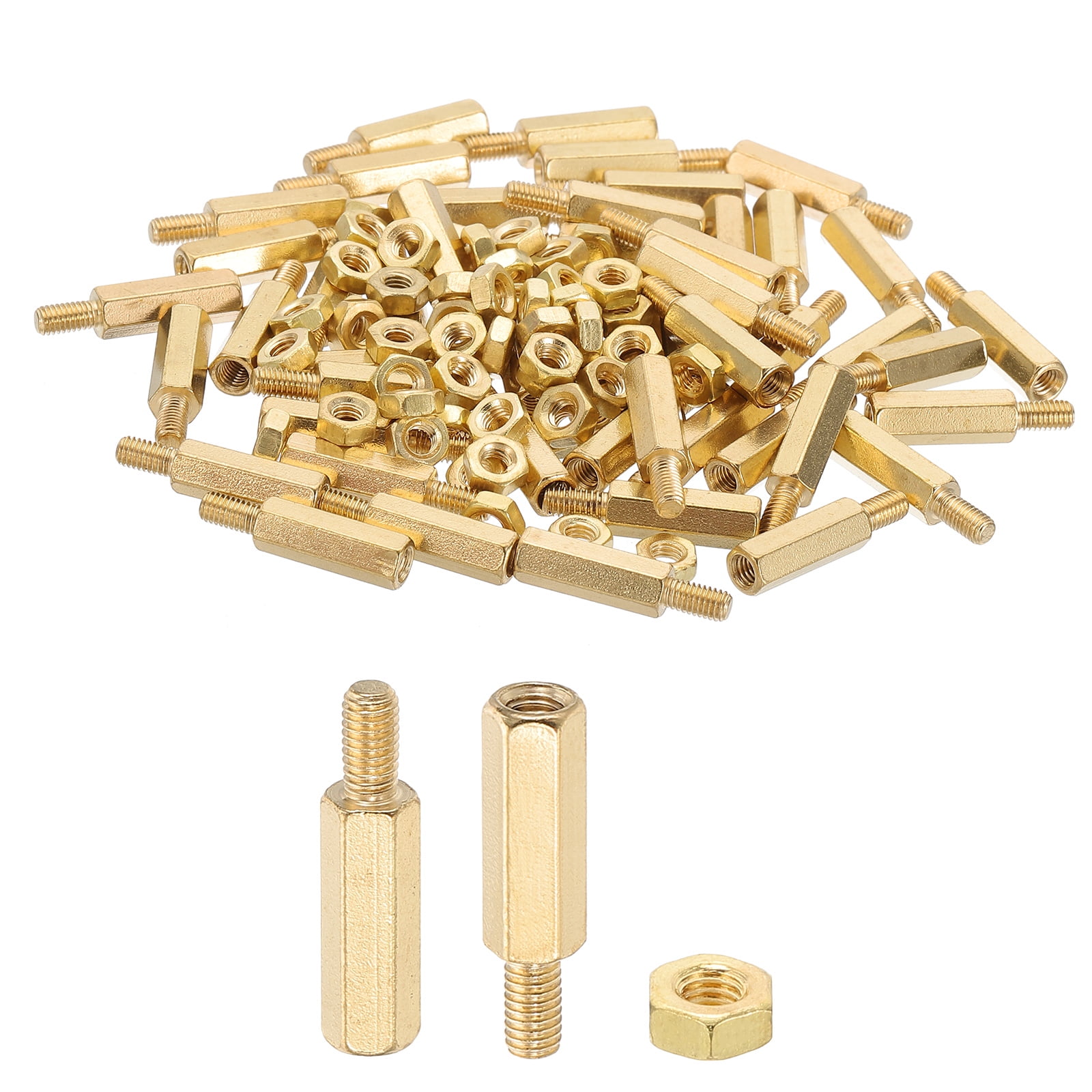 M3X16mm+6mm Standoff Screws, 100Pcs Male to Female Hex Brass PCB ...