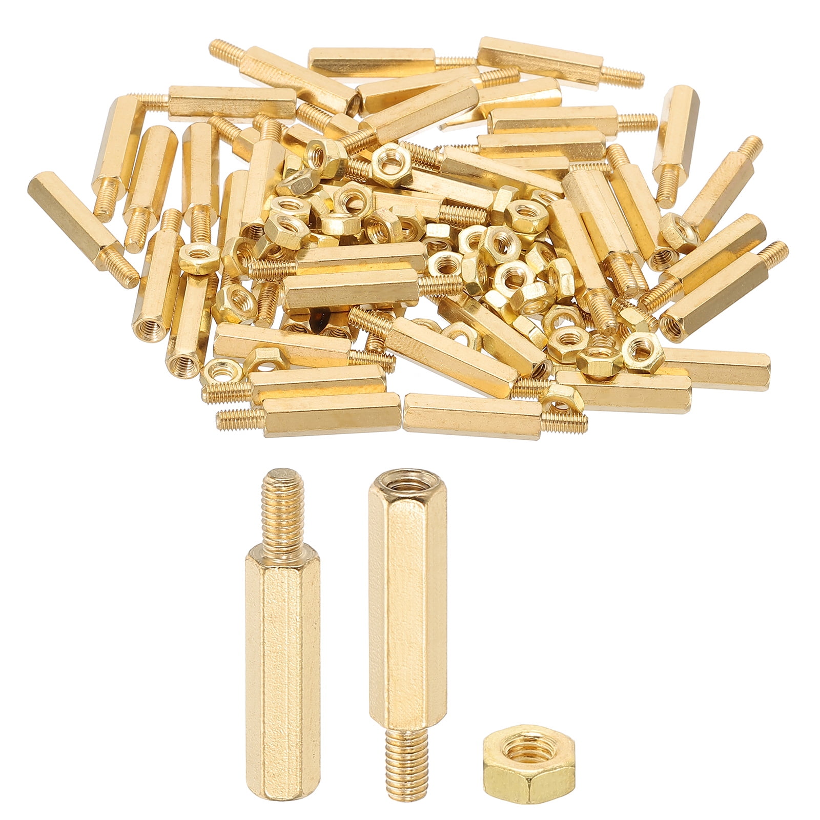 M3X20mm+6mm Standoff Screws, 100Pcs Male to Female Hex Brass PCB Standoff Spacer Screw Nut ...