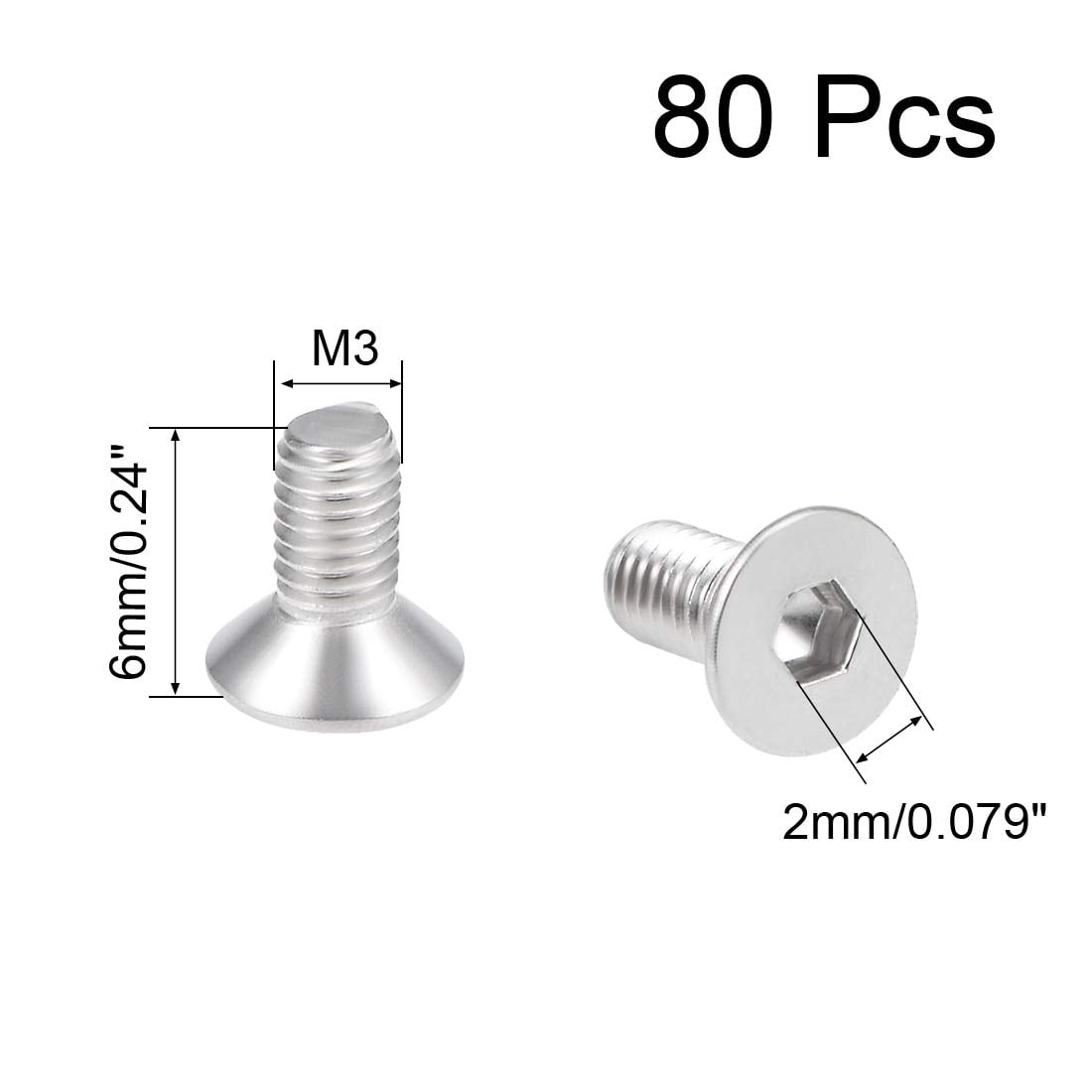 M3X6Mm Flat Head Machine Screws Inner Hex Screw 304 Stainless Steel ...
