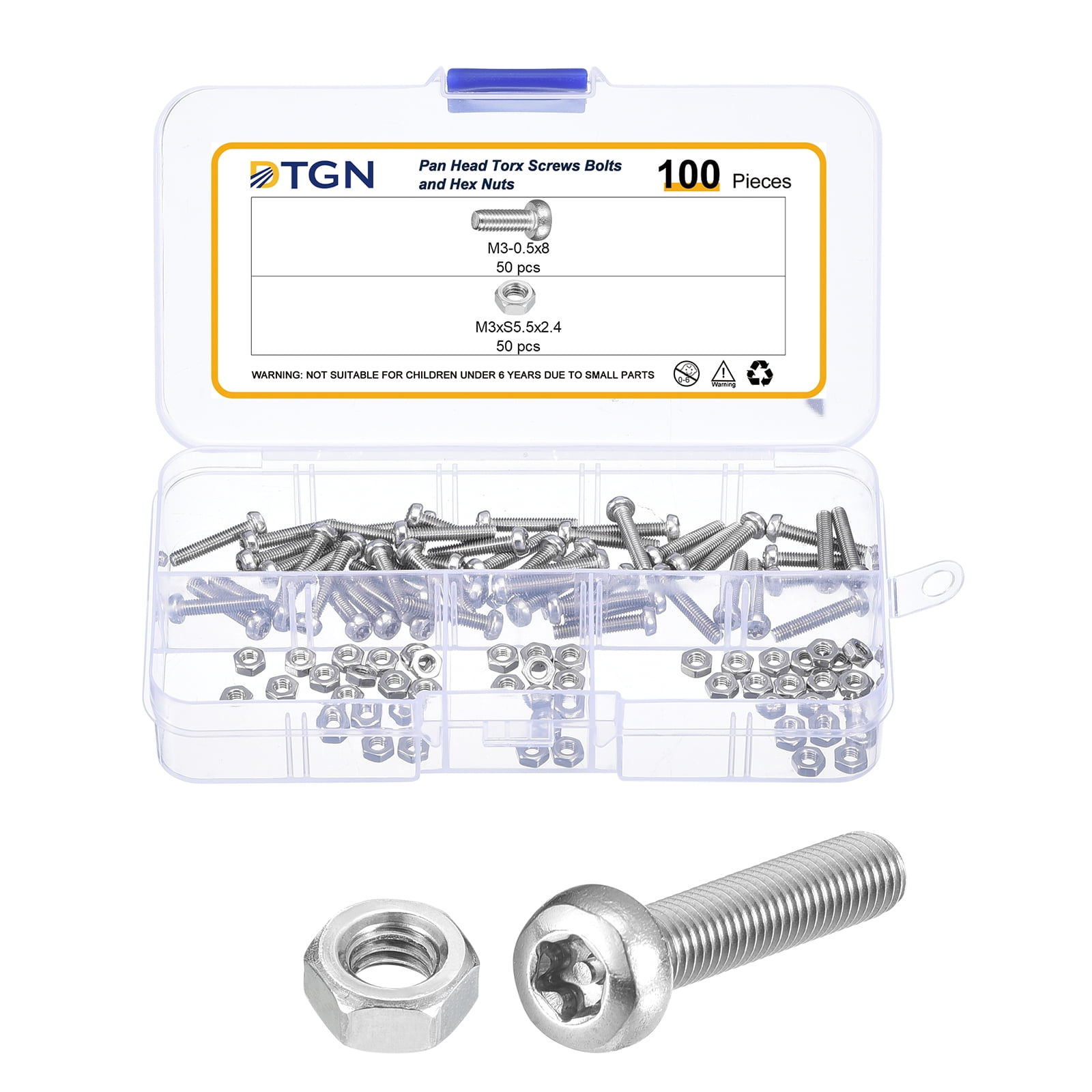 M3x16mm Pan Head Torx Security Screws - 100Pack - Good for Machinery ...