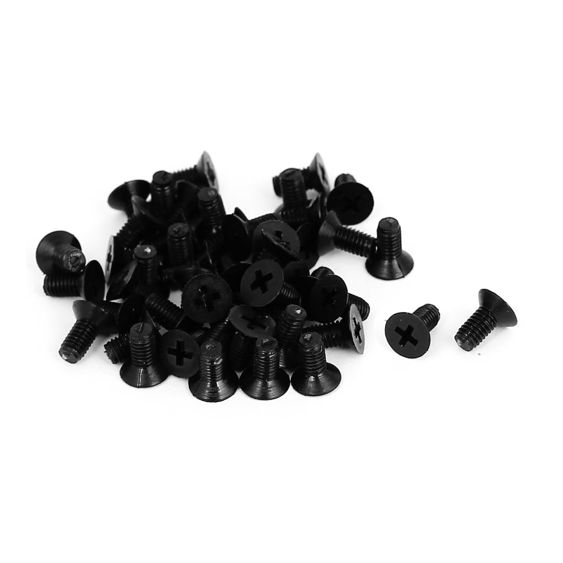 M3x6mm 0.5mm Pitch Nylon Countersunk Head Screws Bolt Black 50Pcs ...
