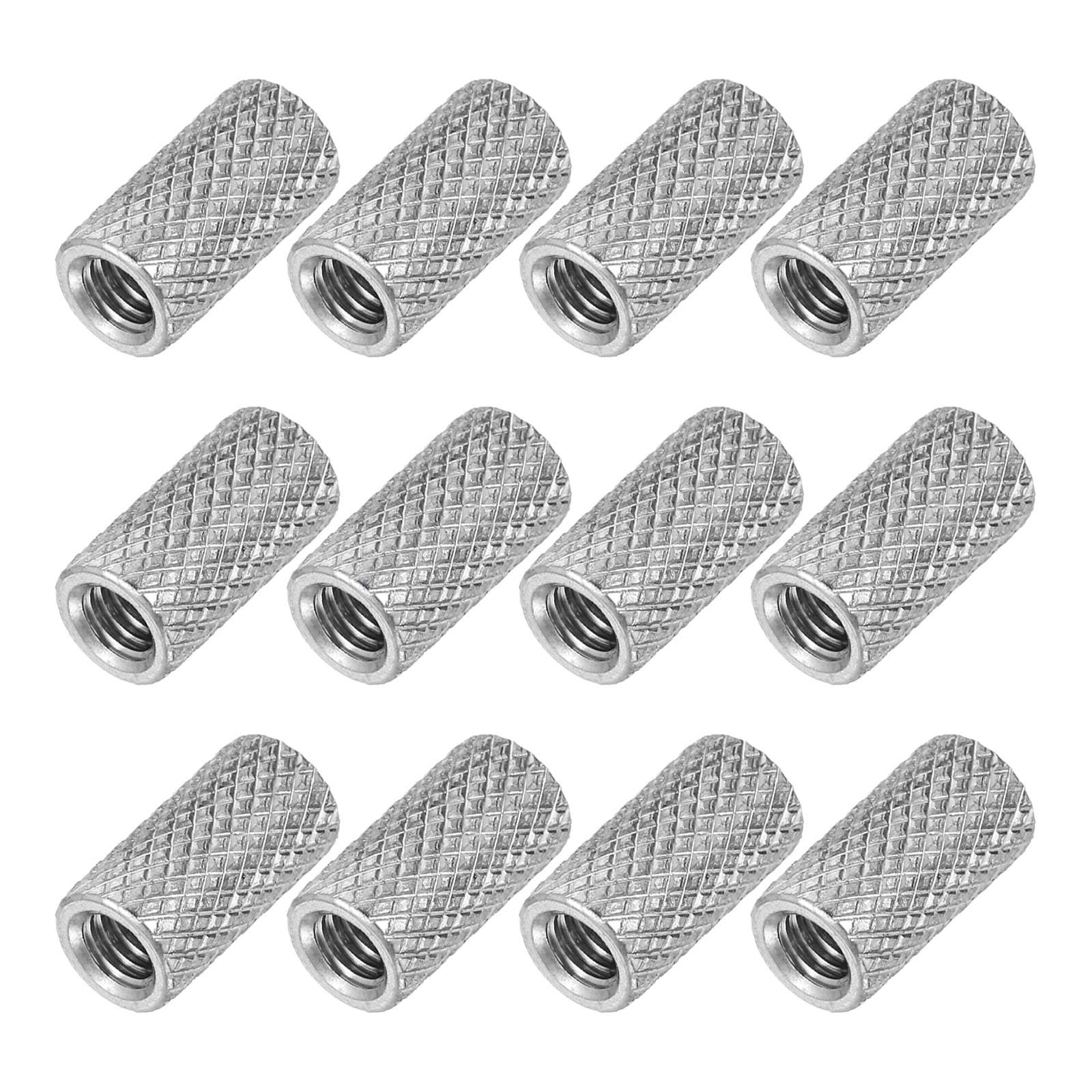 M4 12 Pack 304 Stainless Steel Round Knurled Connector Nuts,0.24"OD x 0 ...