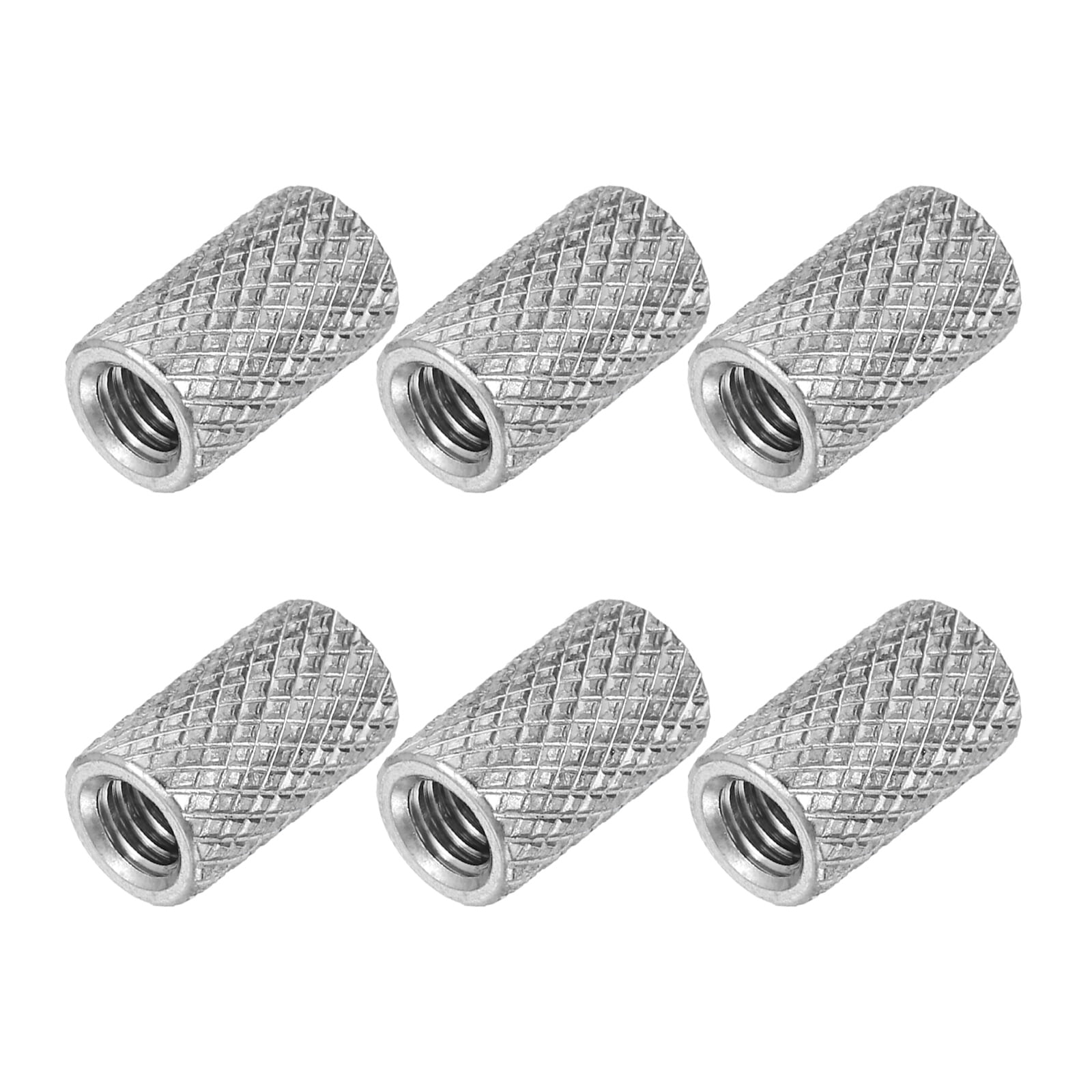 M4 6 Pack 304 Stainless Steel Round Knurled Connector Nuts,0.24"OD x 0. ...