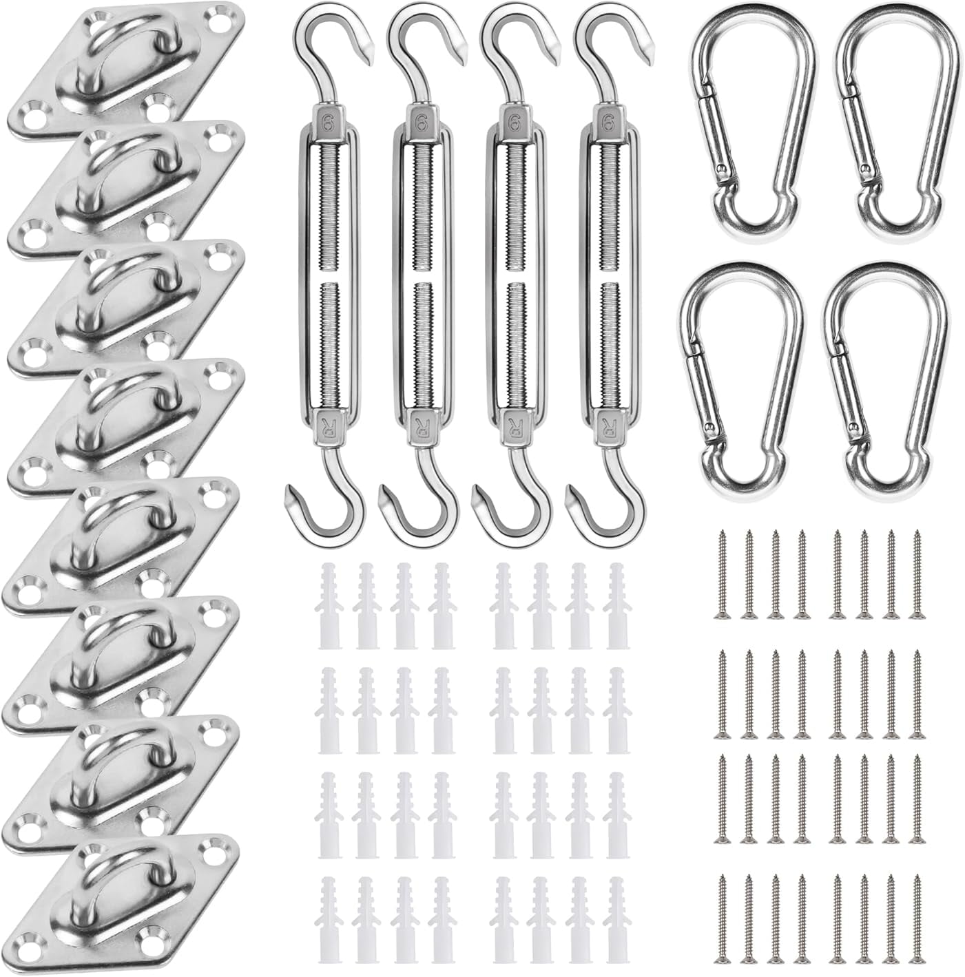 M4 Hook & Eye, C to O Turnbuckle 304 Stainless Steel, Hardware Kit for ...