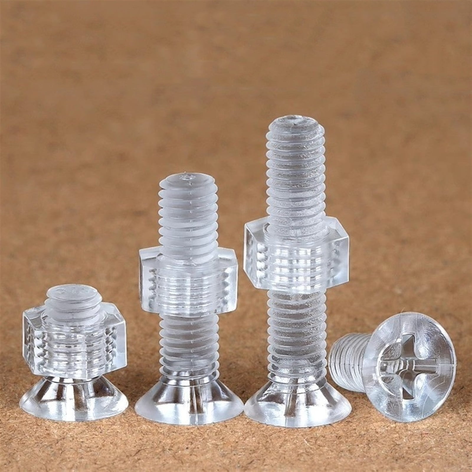 M4 Insulated PC Screw-Nut Combination, 100set Transparent Acrylic Cross ...