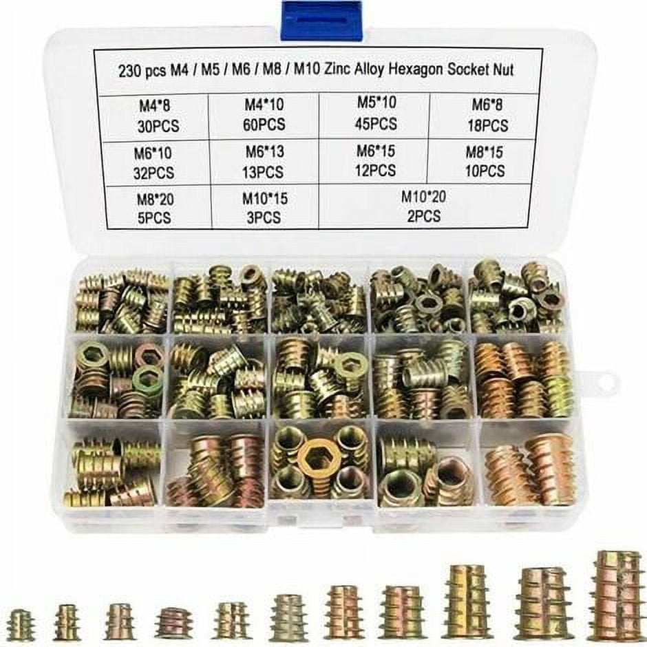 M4 M5 M6 M8 M10 Hex Nuts with Threaded Inserts, Zinc Alloy Hexagonal ...