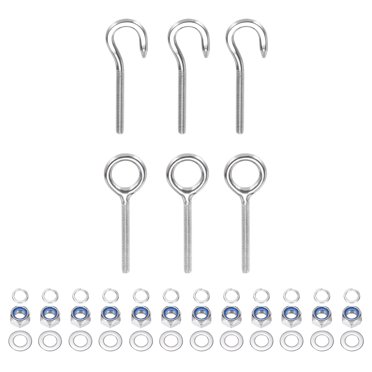 M10x70 3/8"x2.75" Stainless Steel Eye Bolts Threaded Screw Eyebolt Shoulder Ring with Nuts ...