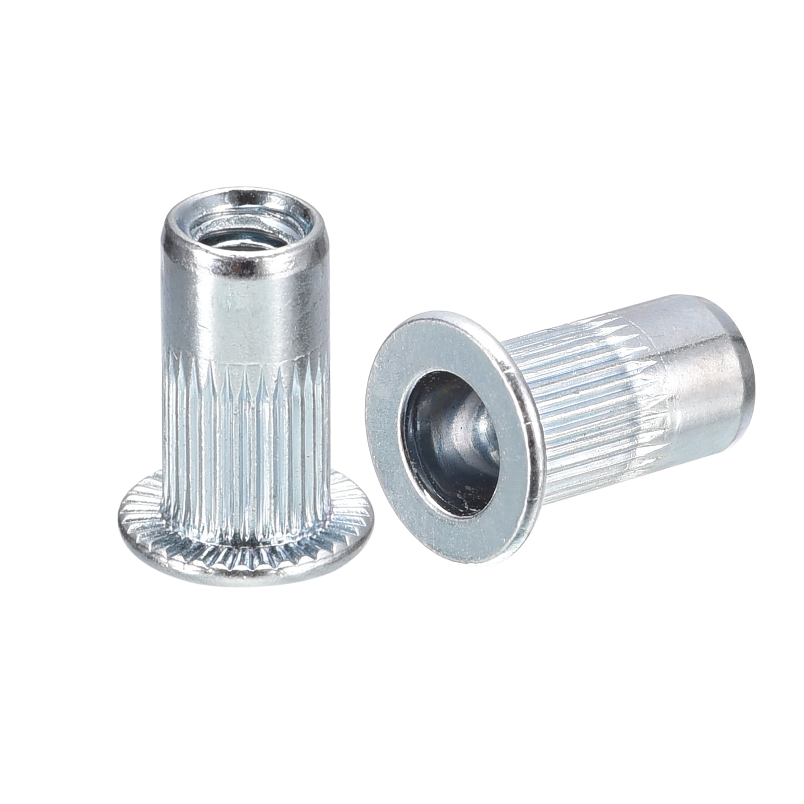 M4 Rivet Nuts, 120 Pack Zinc Plated Carbon Steel Knurled Flat Head ...