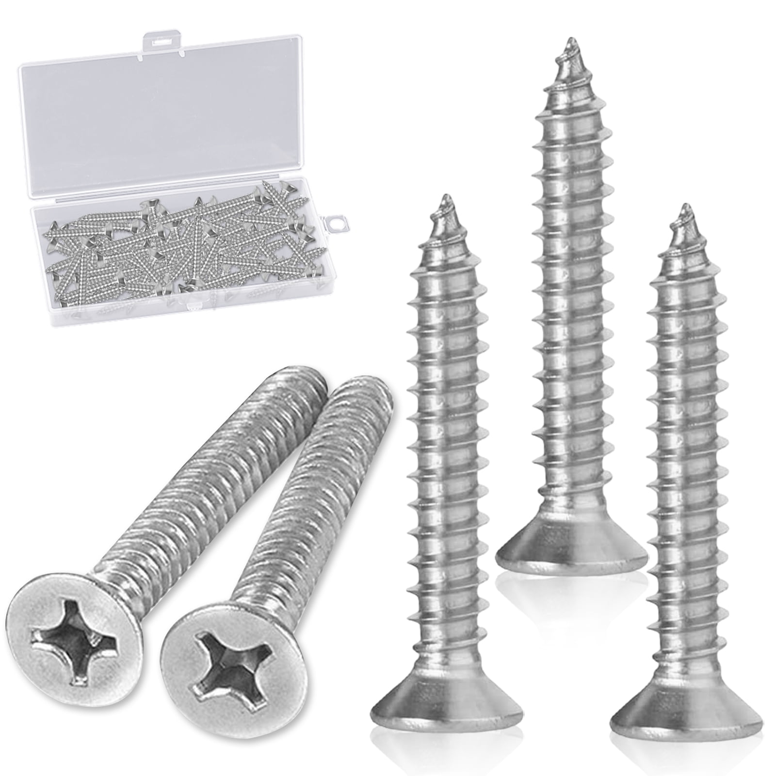 M4 Stainless Steel Self Tapping Screws,50pcs M4 X 30mm Phillips Flat Head Wood Srews DIY ...