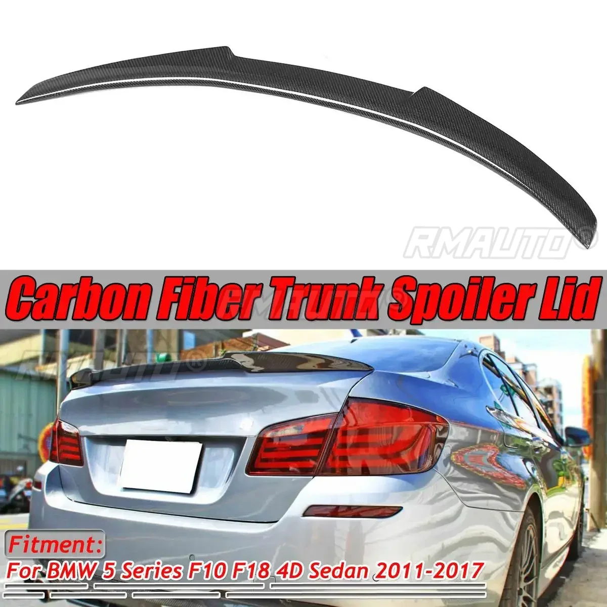 M4 Style F10 F18 Real Carbon Fiber Car Rear Trunk Boot Lip Spoiler Rear ...