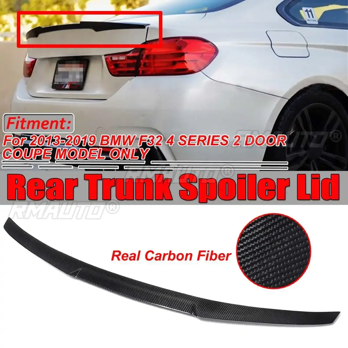 M4 Style Real Carbon Fiber Car Trunk Boot Lip Spoiler Wing Lid Big For ...
